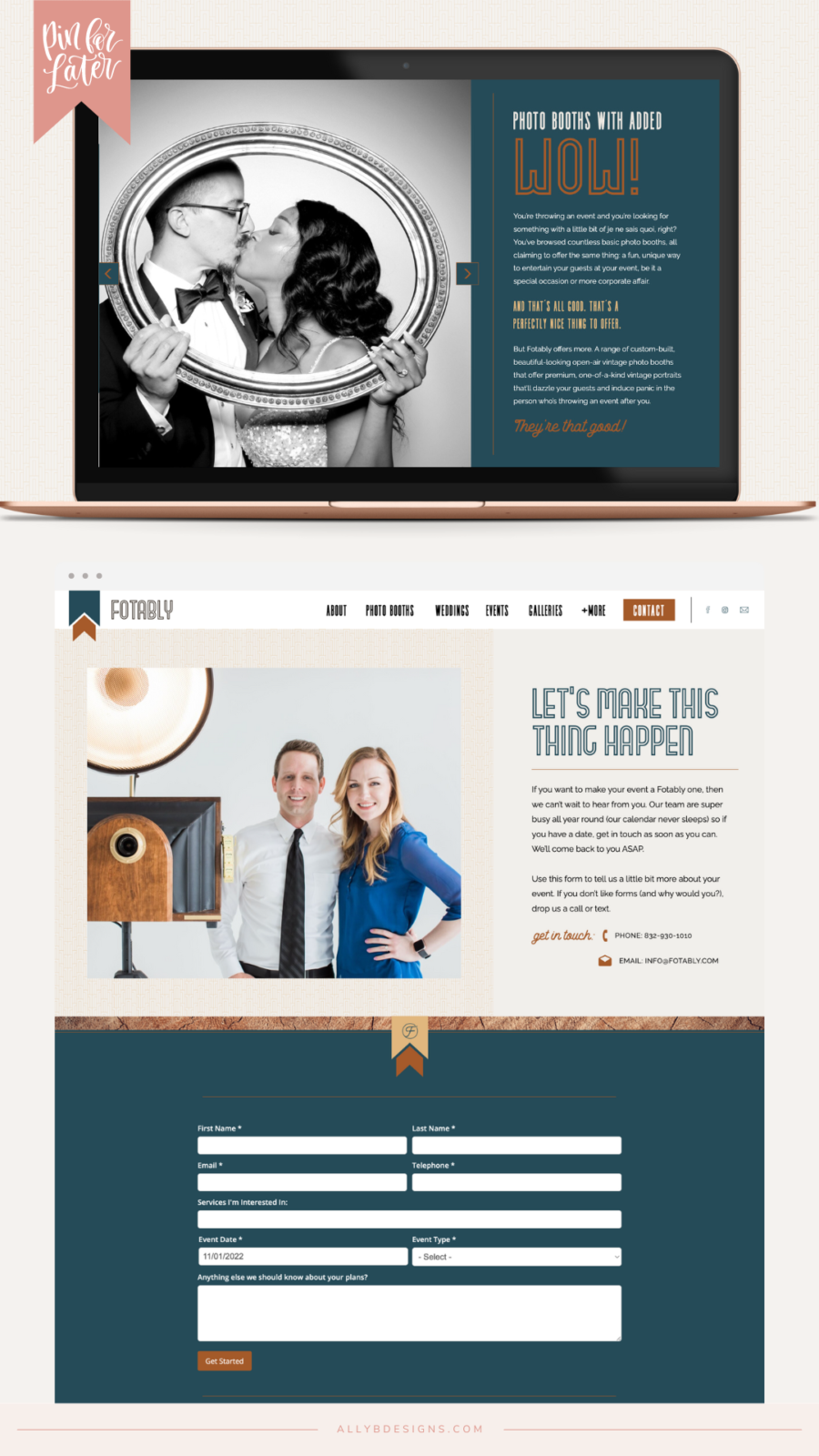 A Custom Photo Booth Website Design Client Launch: Fotably - Ally B Designs